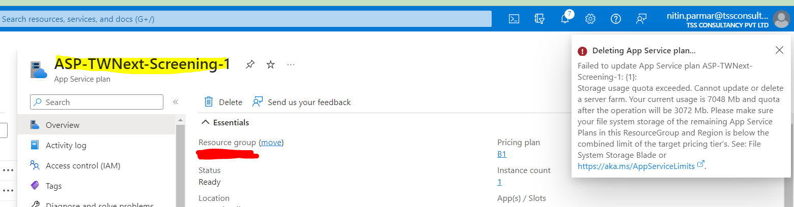 How to delete windows app services plan - Microsoft Q&A