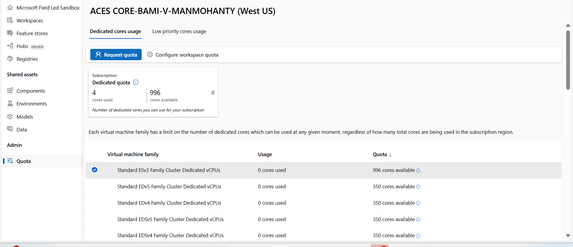 Deploy AI Model - No Quota message - Microsoft Q&A