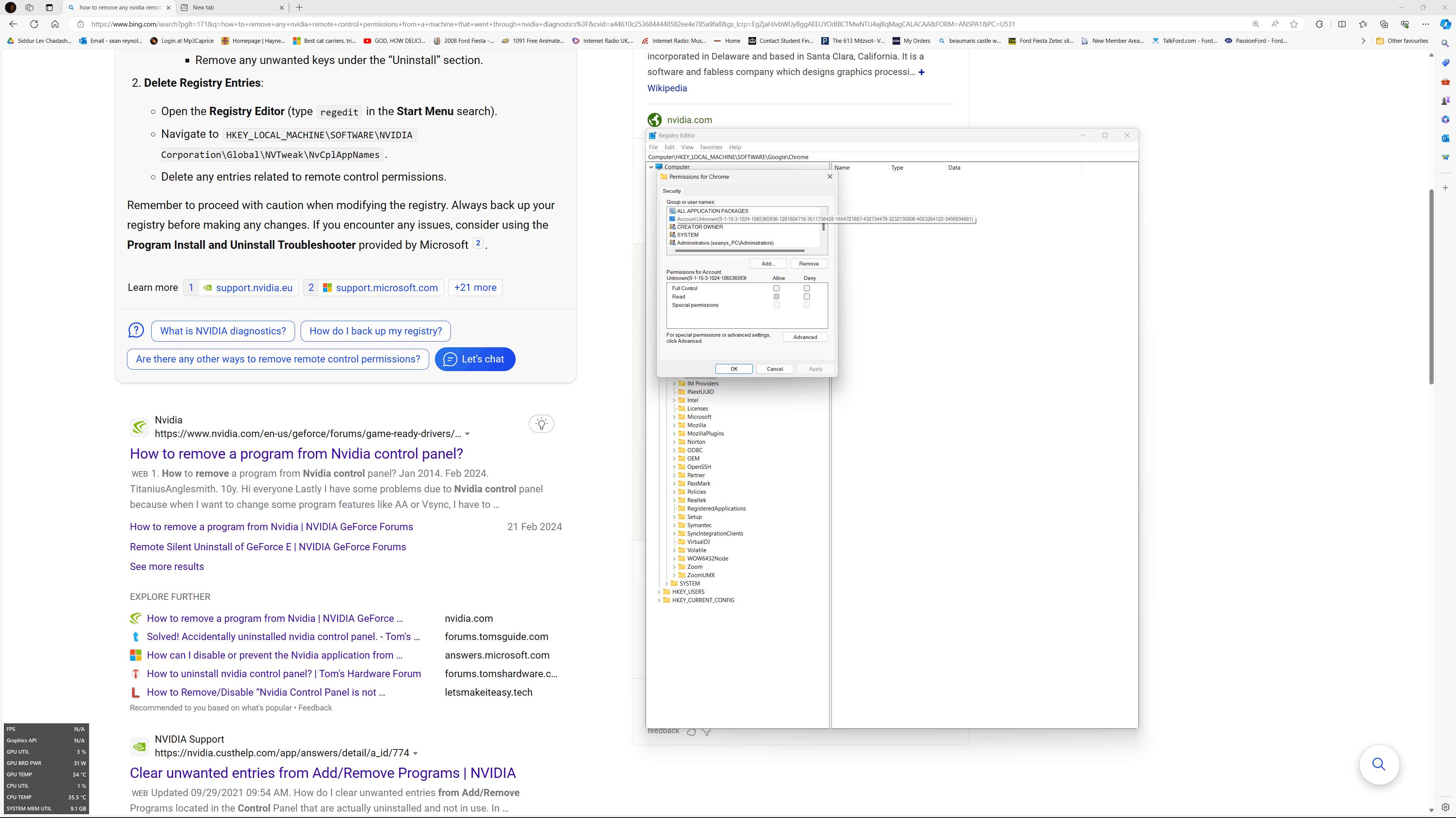 Account Unknown showing up in registry permissions for programs that ...