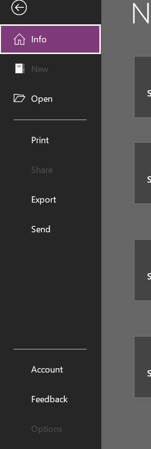OneNote - New, share, and options in the file menu are greyed out ...