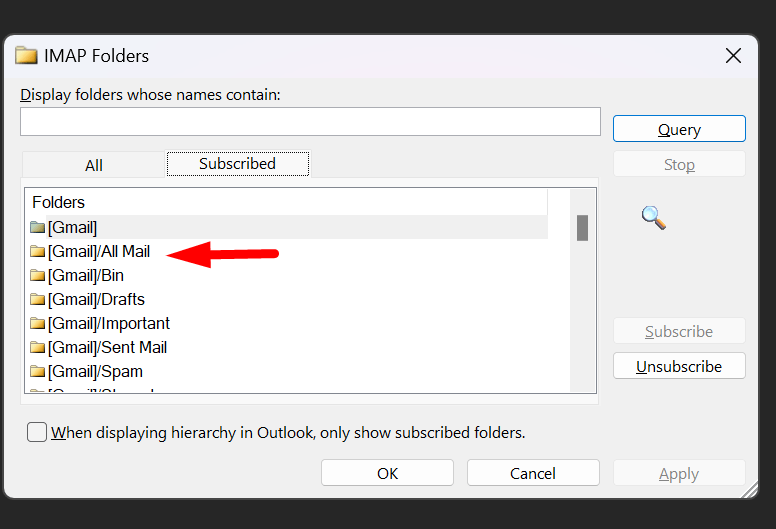 Old e-mail not downloaded on Outlook from Gmail (via IMAP). Same test ...
