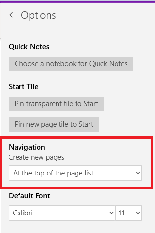 OneNote add page to the top as a default - Microsoft Q&A