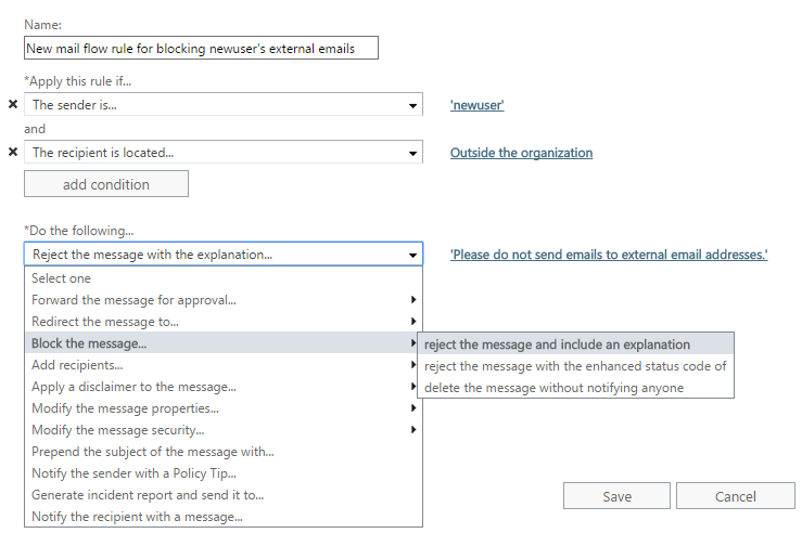 How to set a user be only able to send internal email - Microsoft Q&A