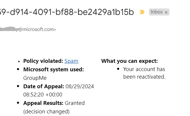 Banned on group me - Microsoft Q&A