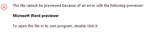 Microsoft Word previewer does not work in Outlook 365. - Microsoft Q&A