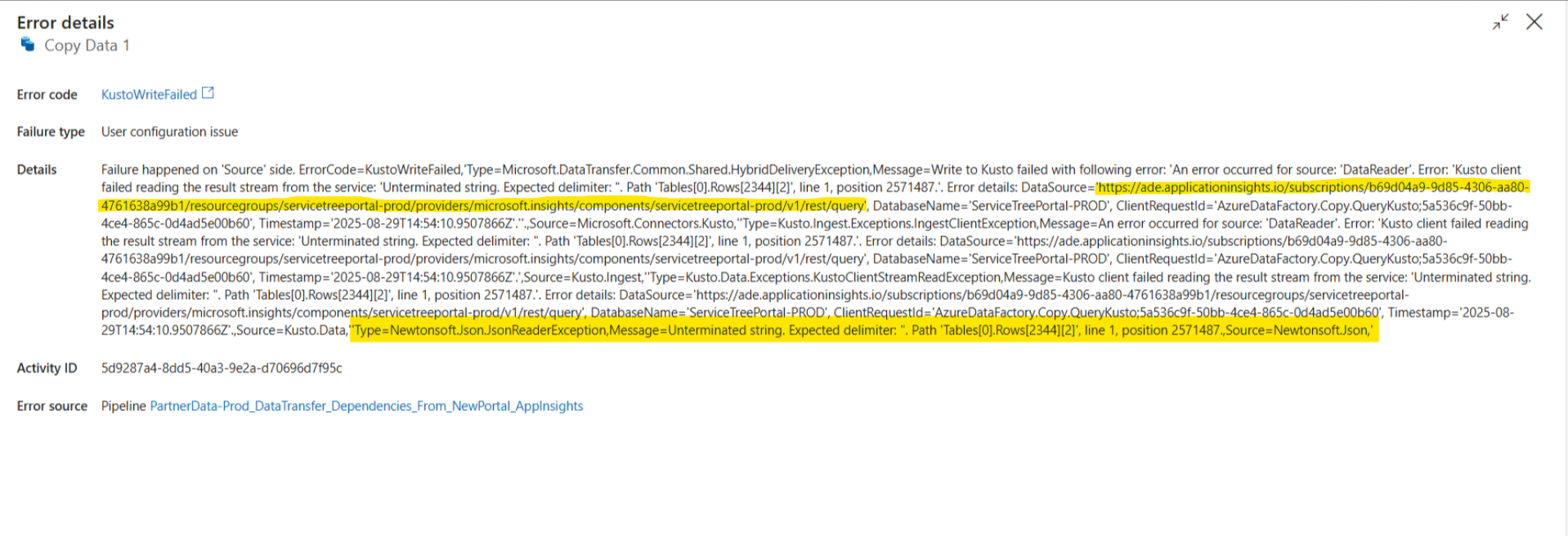 AppInsights Kusto API [/v1/rest/query] Issue - Microsoft Q&A