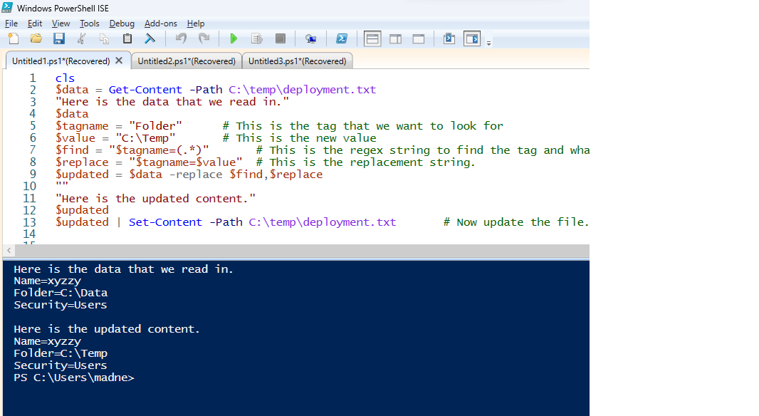 Powershell command/script to change the content value to variable and ... Powershell command/script to change the content value to variable and ...
