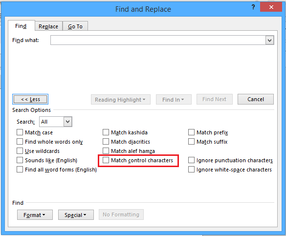 MS Word, Find - Match Control Characters - Microsoft Q&A