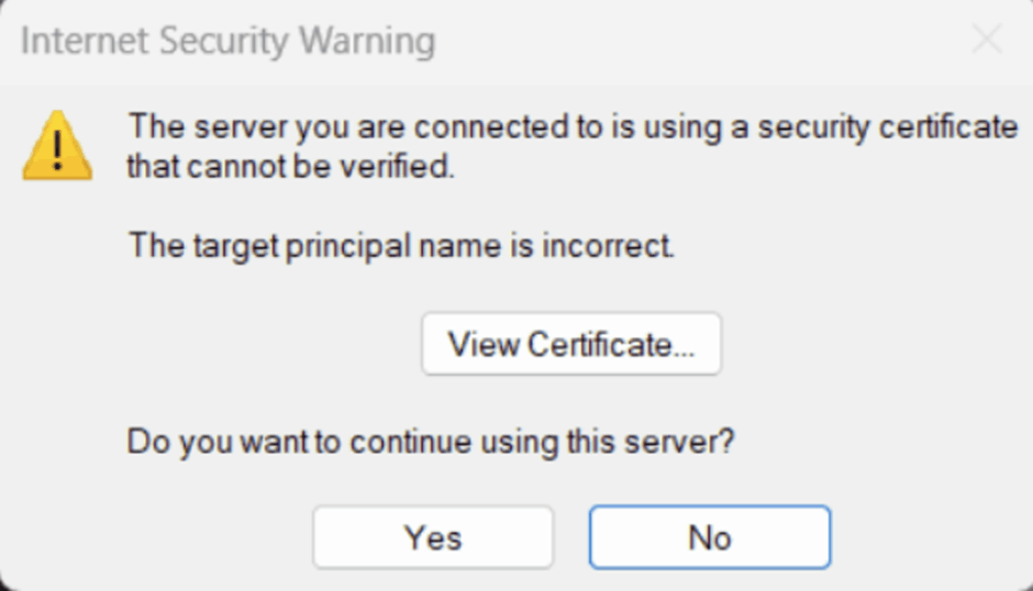 Security Certificate that cannot be verified - Microsoft Q&A
