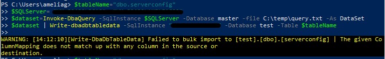 Error when include more than one server .Write-dbadbtabledata dbatools - Microsoft Q&A
