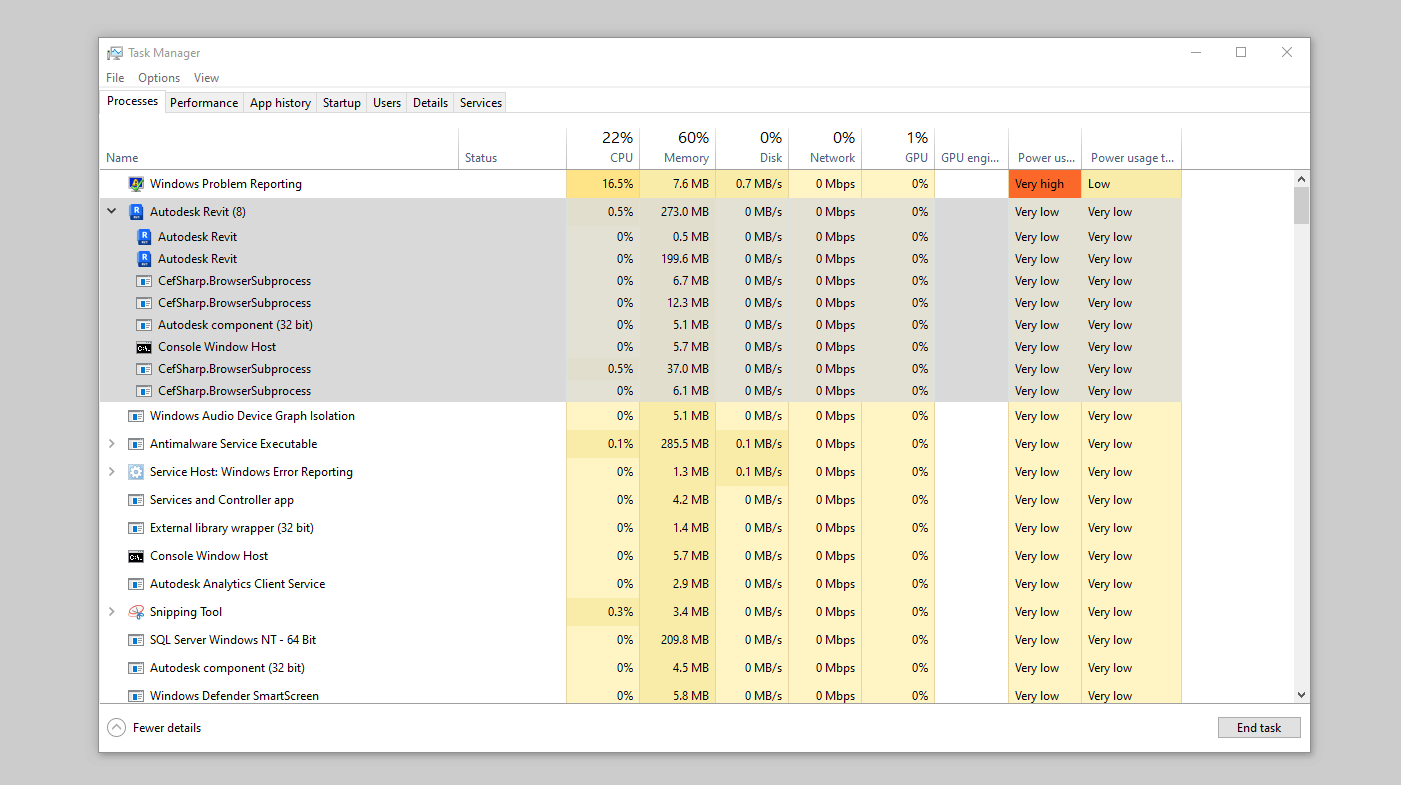 Windows faulting application name: Revit.exe ... Exception code: 0xc0000005 (in event viewer ...
