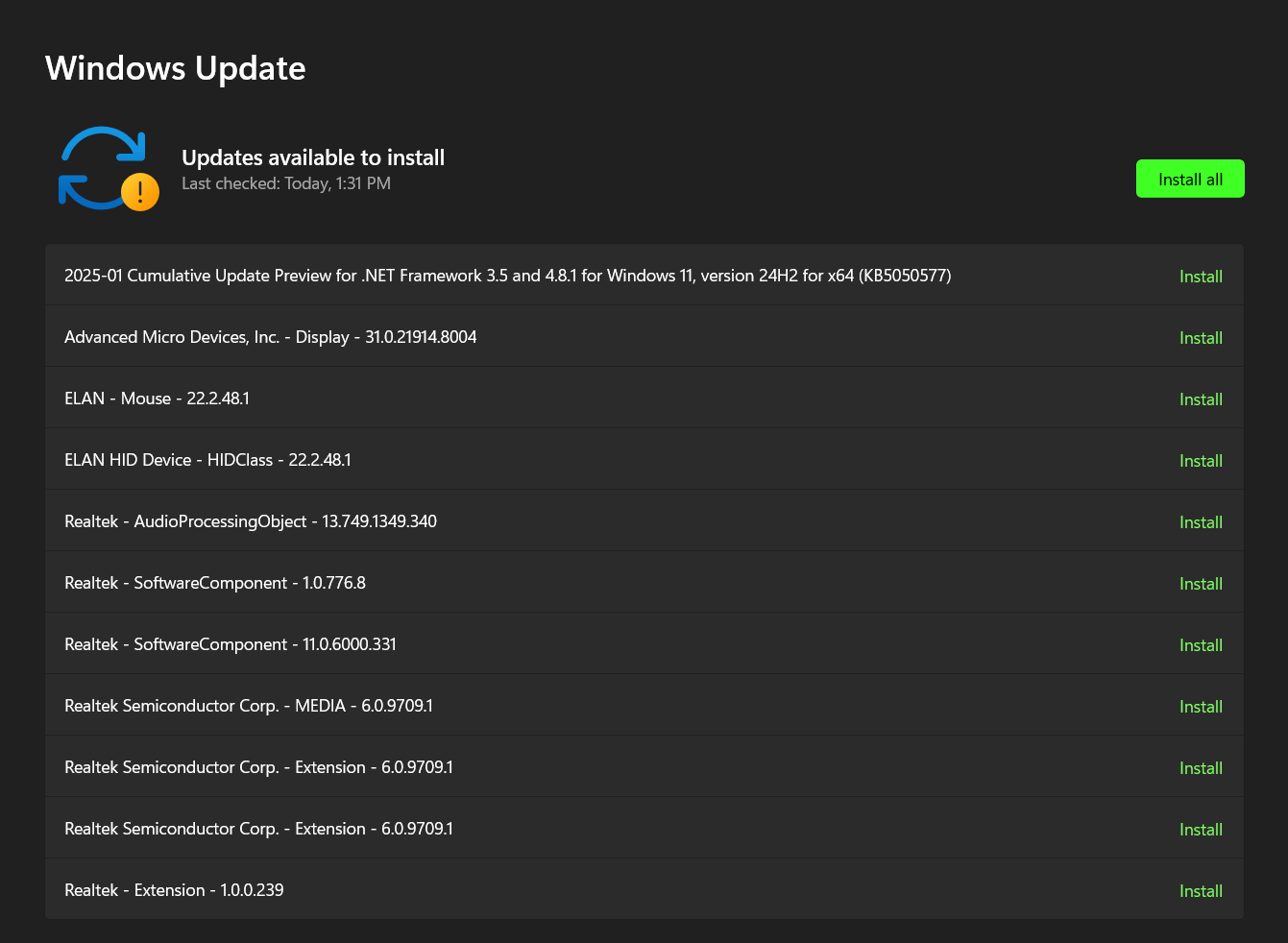 After going back to 23h2 still seeing 24h2 update packages with only ...