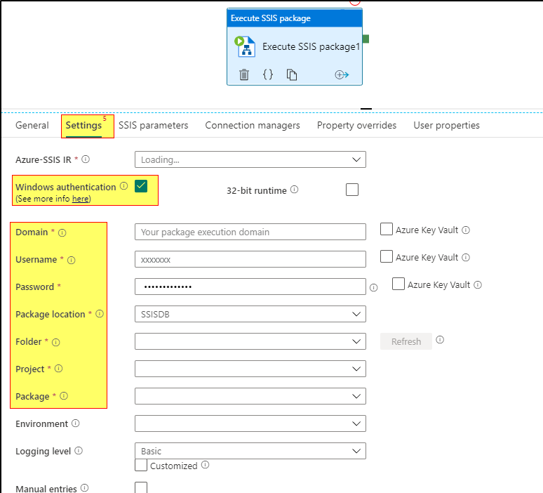 Azure Ssis Ir Using Windows And Aad Authentication On Same Execute Ssis Package Activity
