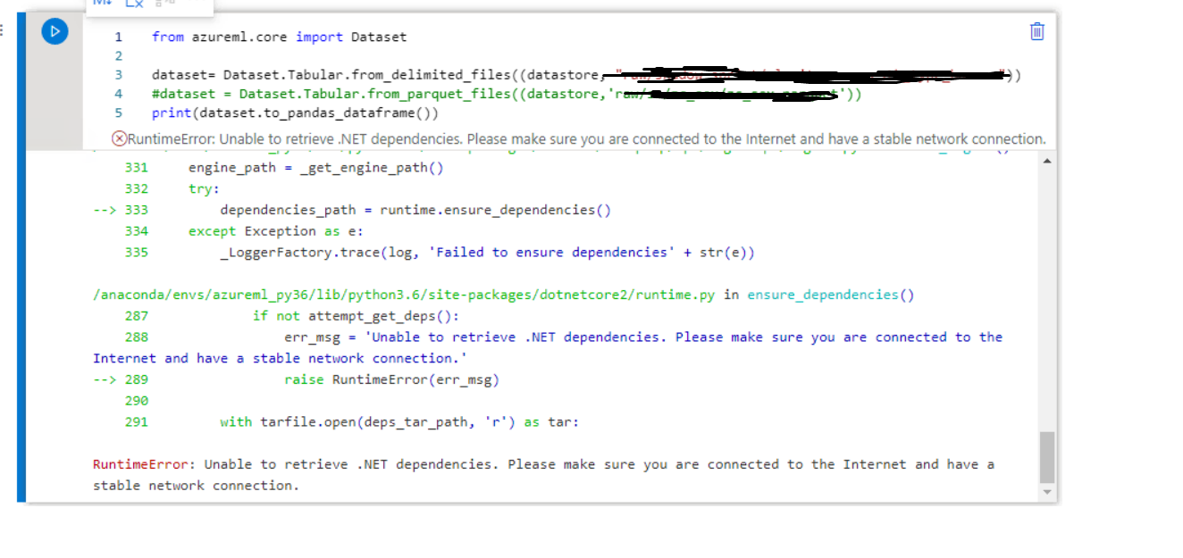 AzureML Error on Linux: "Unable to retrieve .NET dependencies. Please make sure you are ...