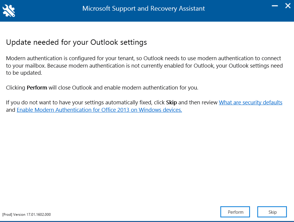 outlook modern authentication issue while setting upon in windows 2022 server - Microsoft Q&A