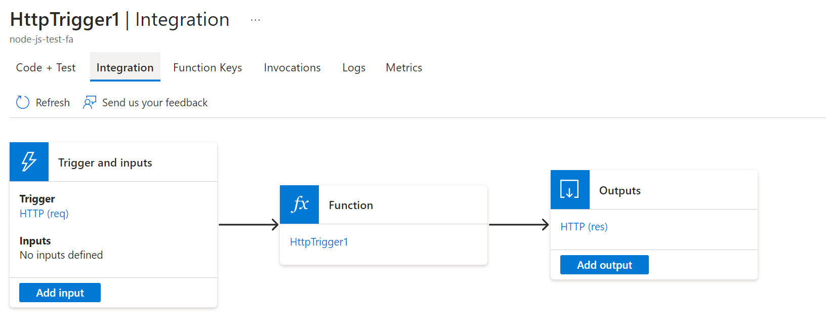 Where is the "Integrate tab for the HttpTrigger" located? - Microsoft Q&A