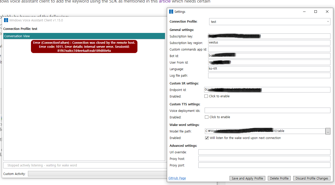 Azure Custom Keywordspeech Recognizer Service Internal Server Error