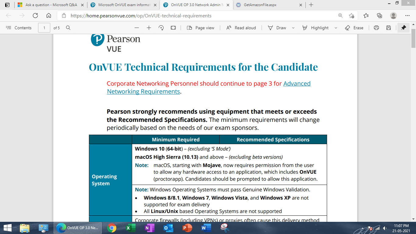 Which Operating system can be used to give microsoft pl-900 exam using pearson onvue ...