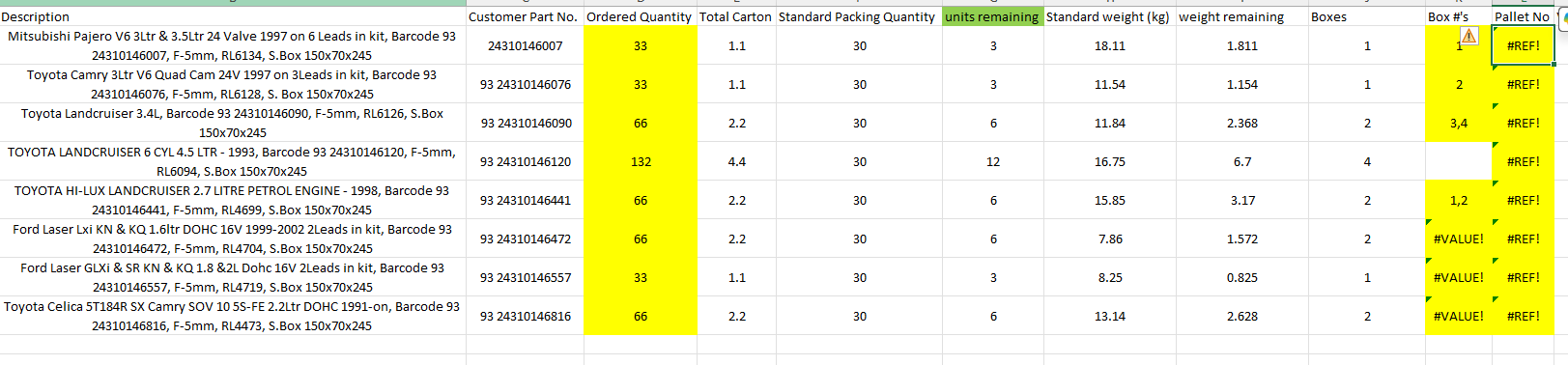 Calculating Remaining Quantity and Pallet Numbers in Excel - Microsoft Q&A