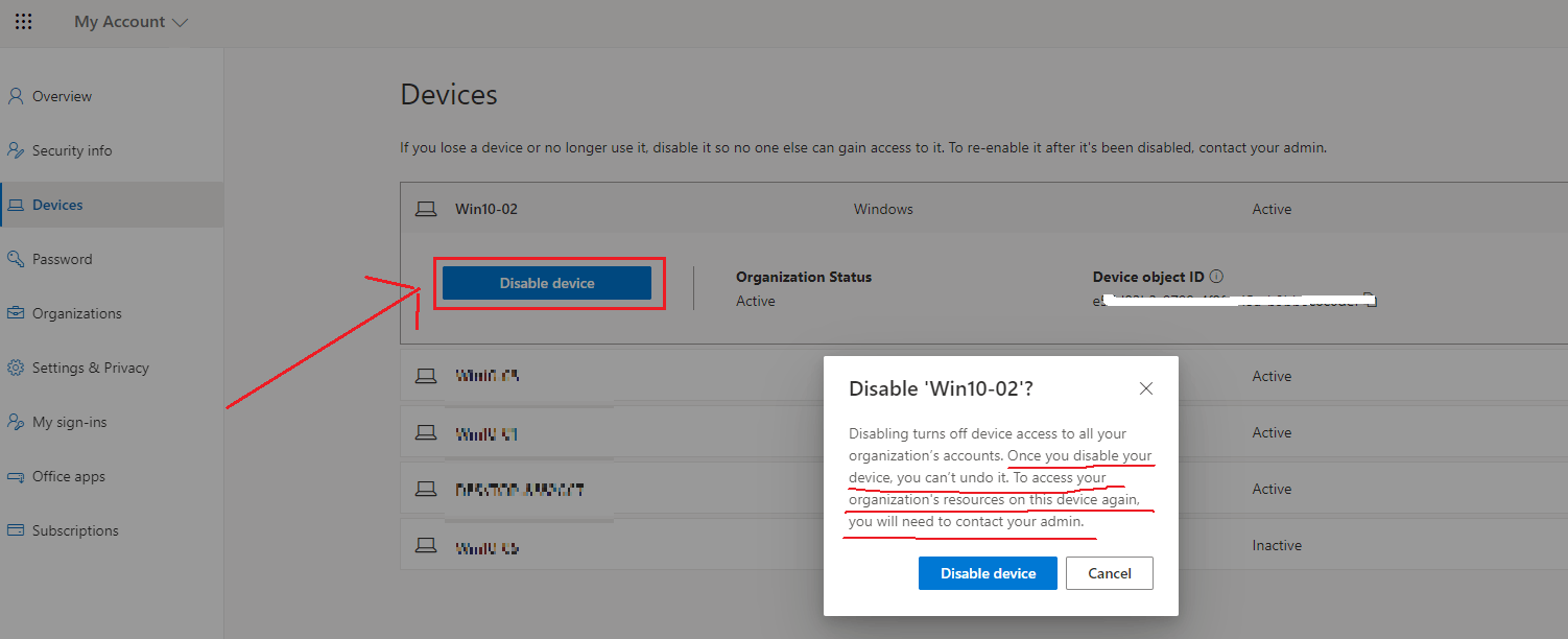 Device became inactive in MSFT account device page, but I need ...