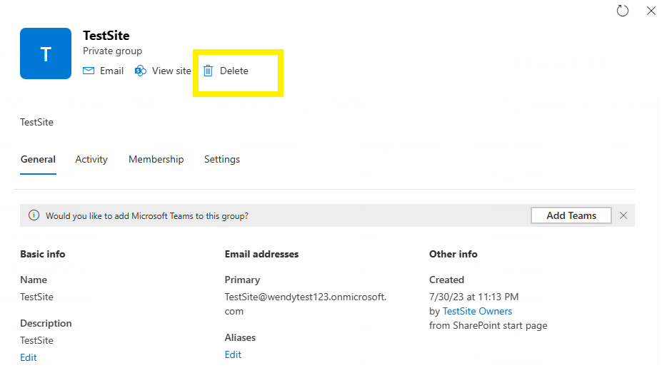 "The query string "siteUrl" is missing or invalid" when trying to delete Sharepoint - Microsoft Q&A