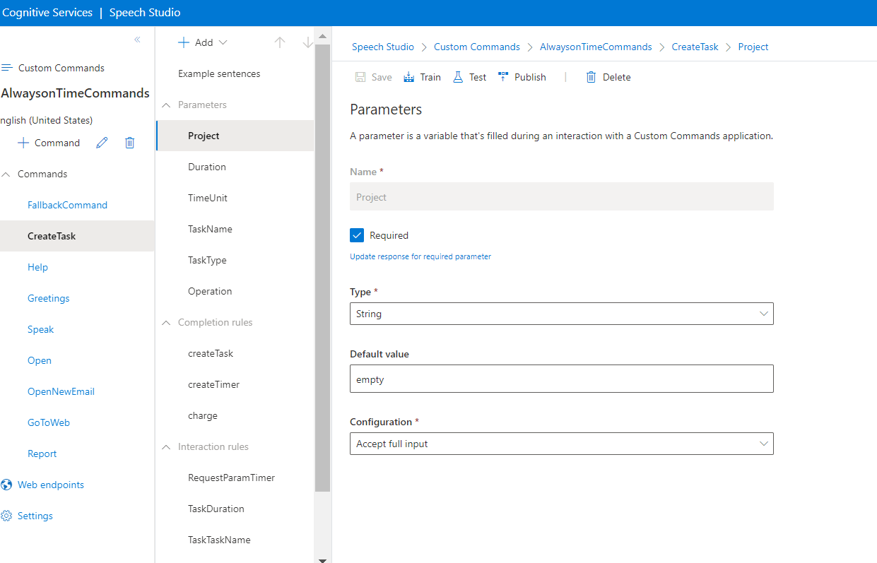 Speech custom commands can't define global parameter - Microsoft Q&A