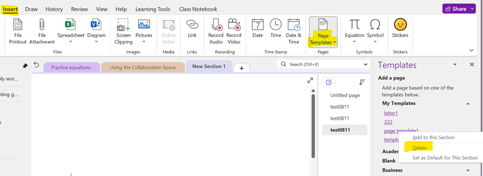 Delete or Modify OneNote Template - Microsoft Q&A
