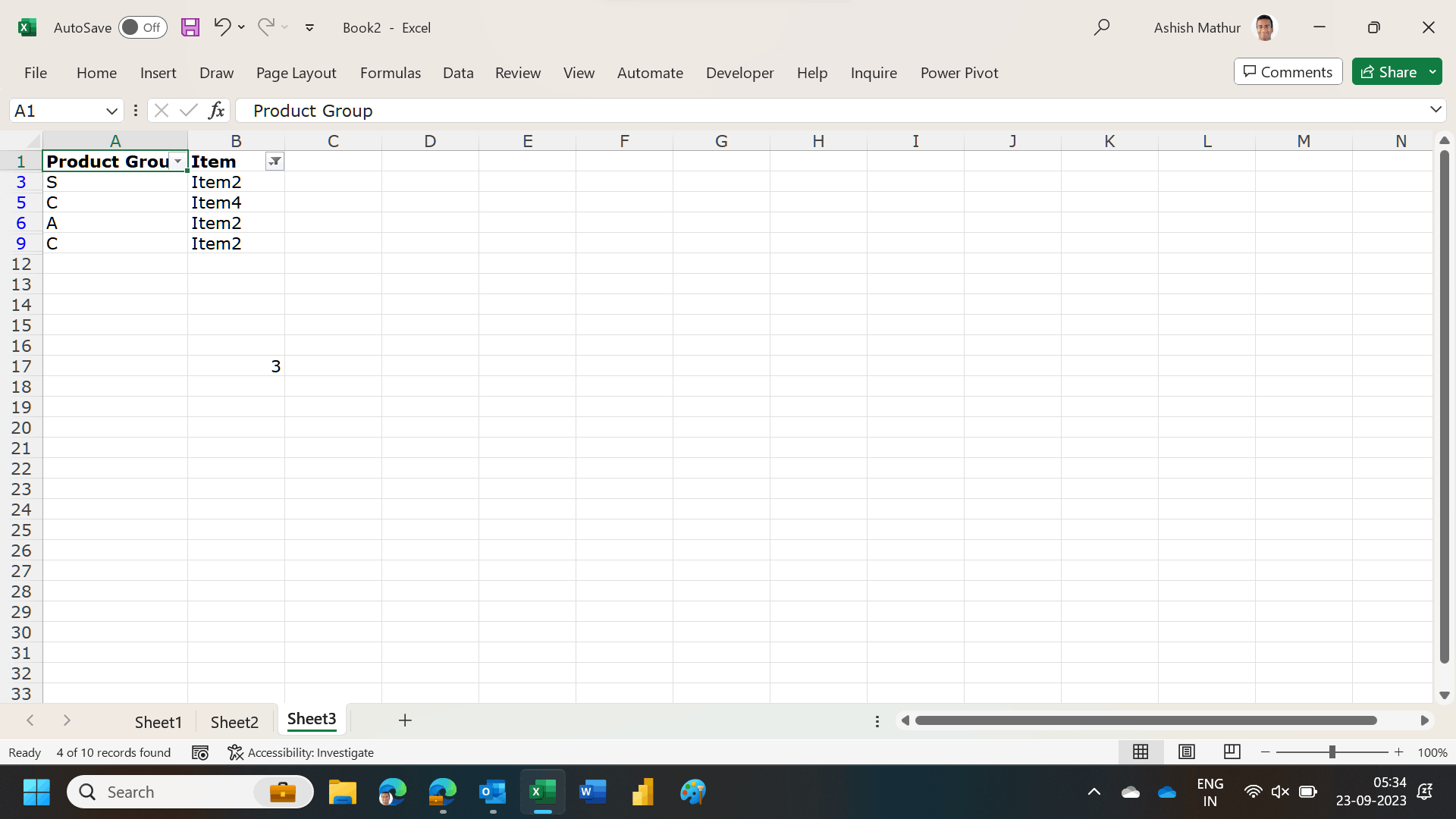 How do I count "Distinct" text items using a "Subtotal" function to exclude count of filtered or ...