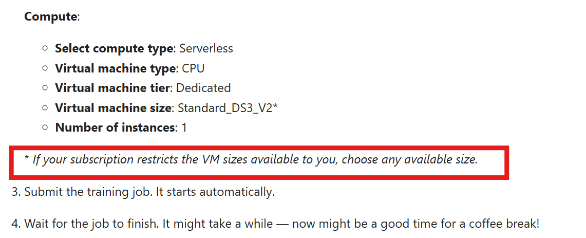 incorrect reference to Virtual machine size in exercise - Microsoft Q&A