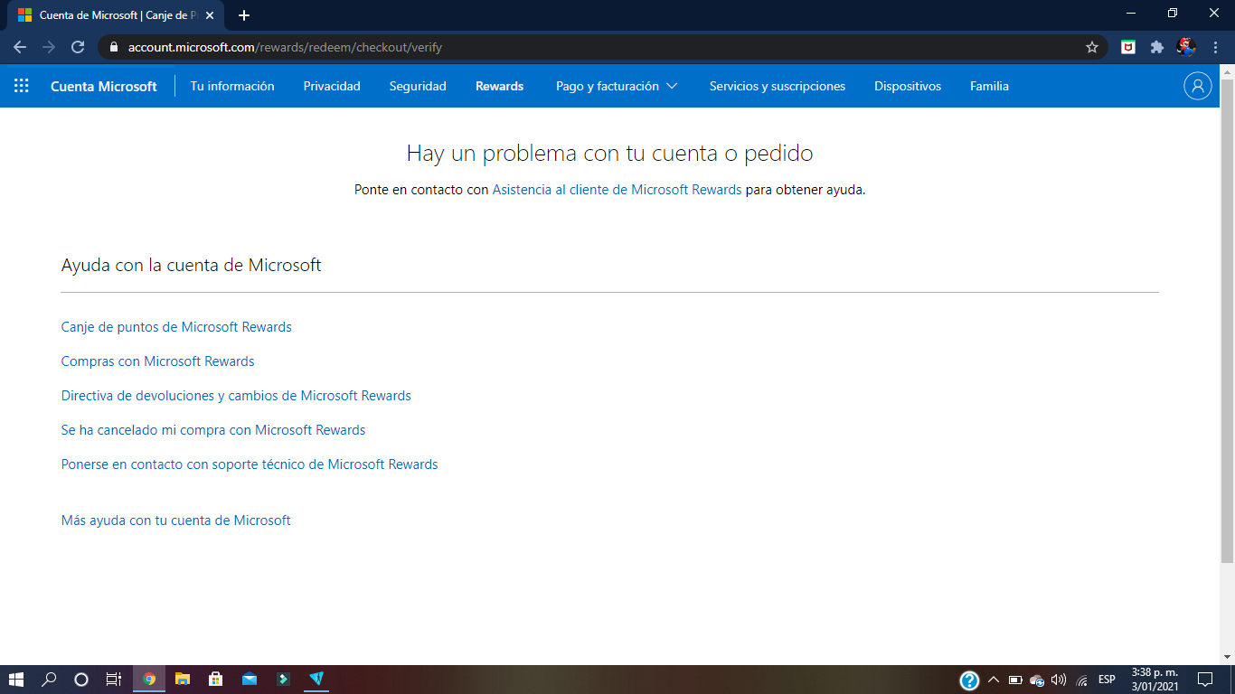 microsoft rewards no me deja canjear - Microsoft Q&A
