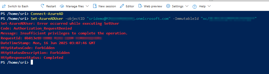 Die immutableID eines Entra-ID Benutzers lässt sich nicht setzen ...