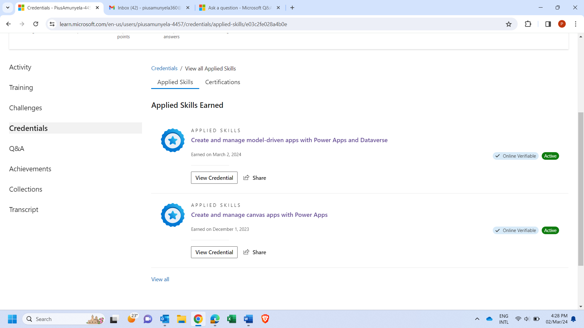 CERTIFICATION NOT SHOWING UP UNDER CREDENTIALS - Microsoft Q&A CERTIFICATION NOT SHOWING UP UNDER CREDENTIALS - Microsoft Q&A
