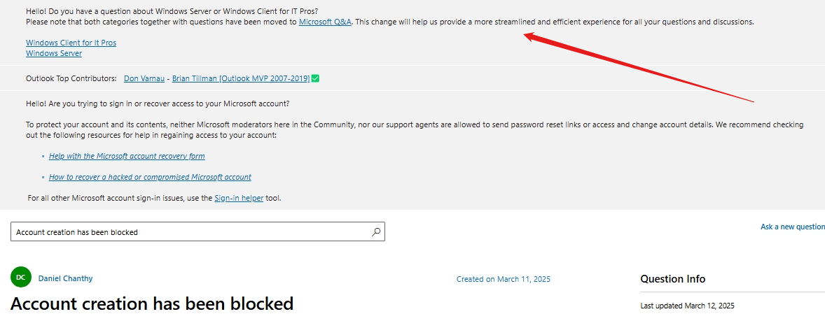 Account creation has been blocked - Microsoft Q&A