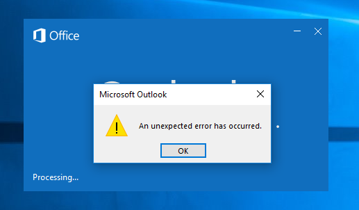 Outlook 2016 start - "An unexpected error has occured"/Azure AD default user name policy change ...
