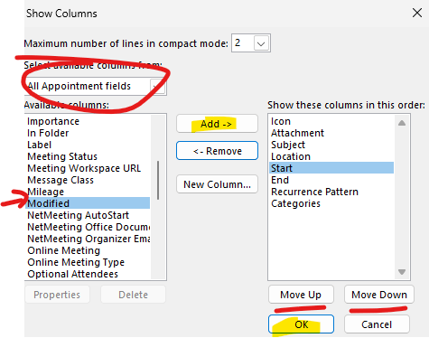 How do I add the date modified to all appts on a shared calendar ...