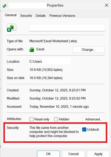 How to unblock a macro if the "unblock" button isn't available under ...