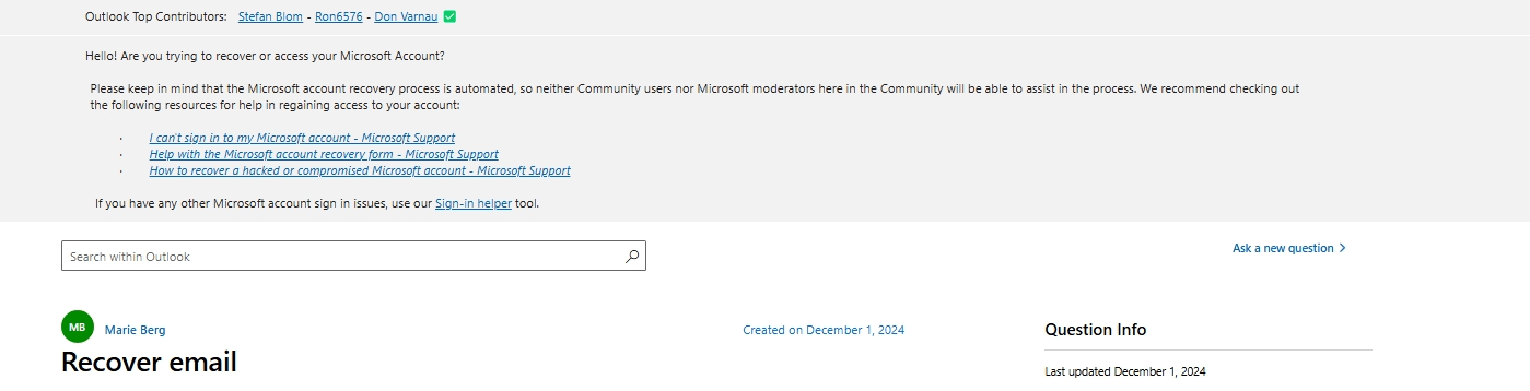 Recover email - Microsoft Q&A