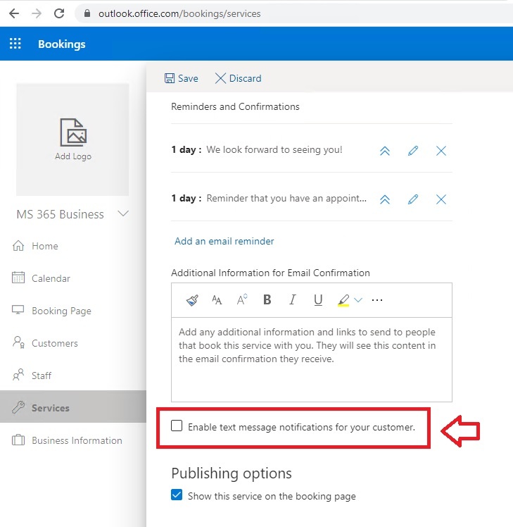 Bookings SMS - Microsoft Q&A