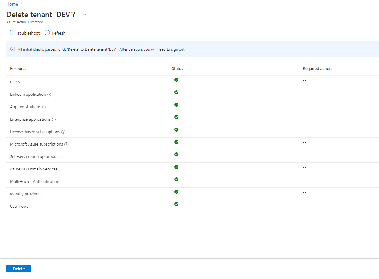 I can't delete Azure Active Directory tenant - Microsoft Q&A