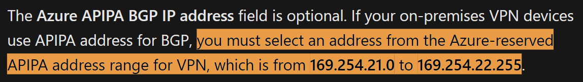 Cannot change BGP Peer IP in Virtual network gateway - Microsoft Q&A