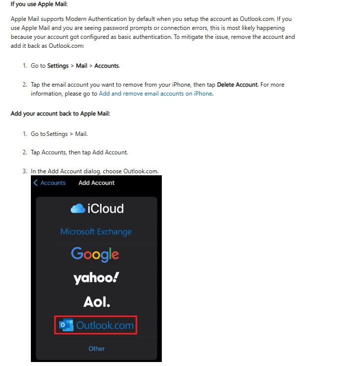 Hotmail not working on Apple devices - Microsoft Q&A