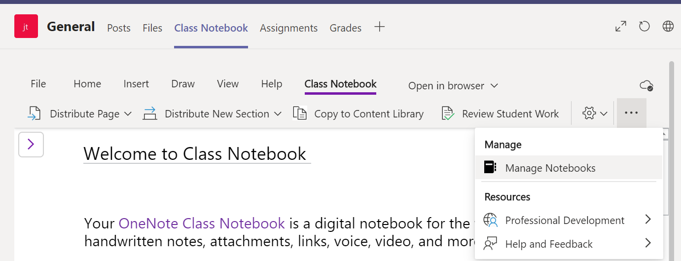 Unable to "manage" class notebooks - Microsoft Q&A