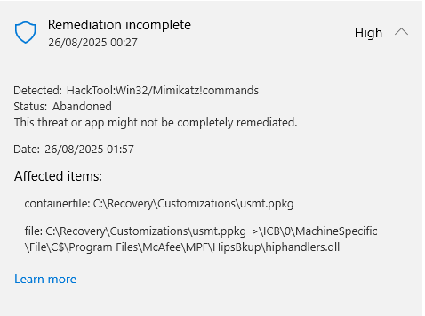 Microsoft Defender gave me this message. Is it a false positive ...