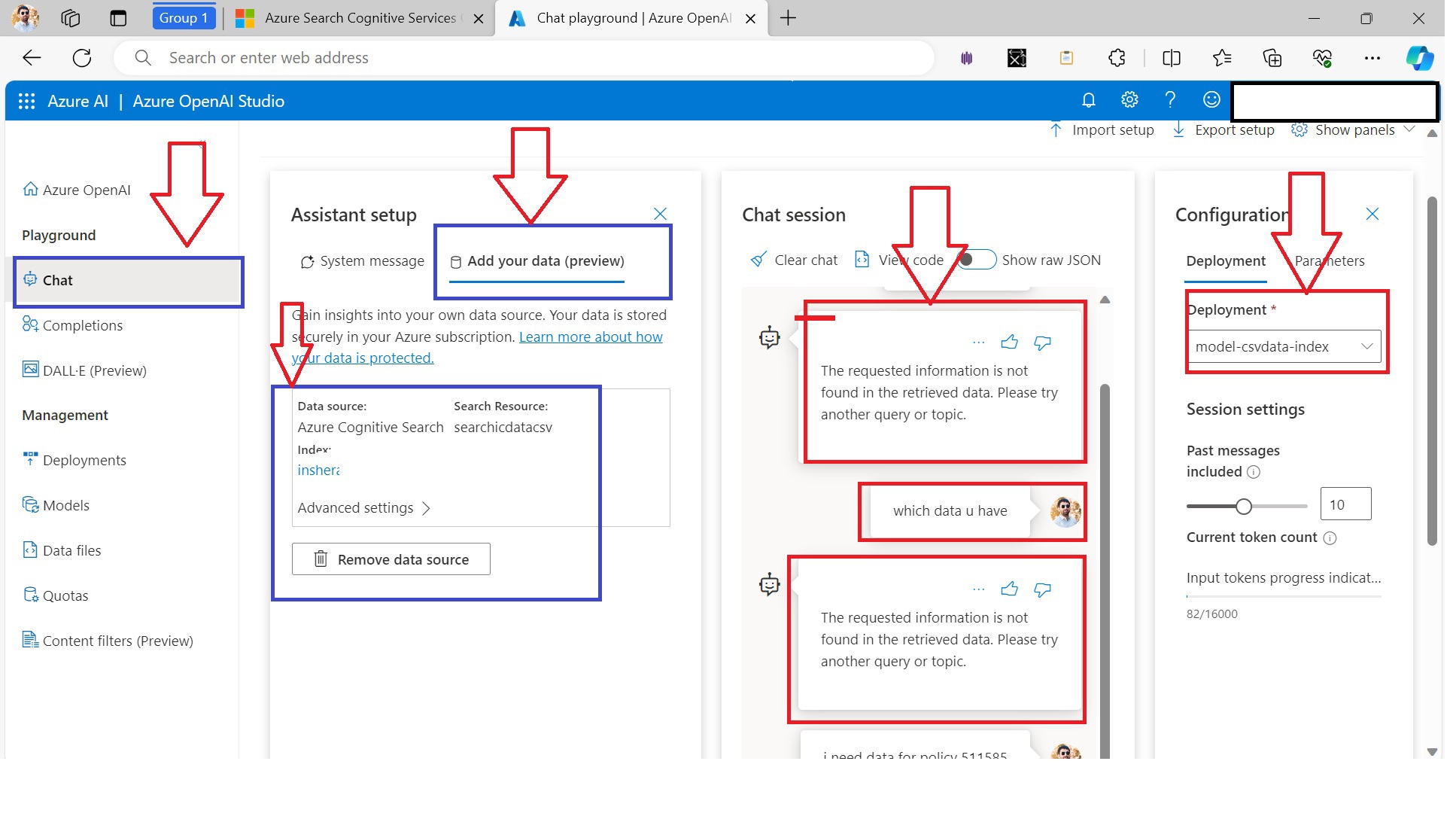 Azure Search Cognitive Services OpenAI Chat Model Not Returning Relevant Results. - Microsoft Q&A