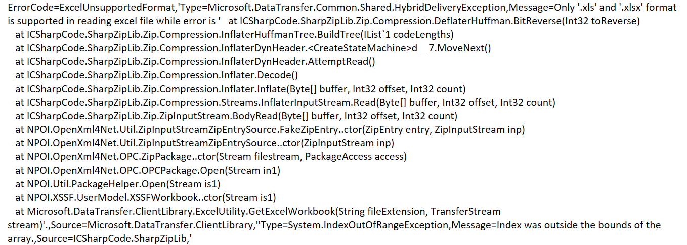 Copy activity gives format error while reading the excel from SFTP location - Microsoft Q&A