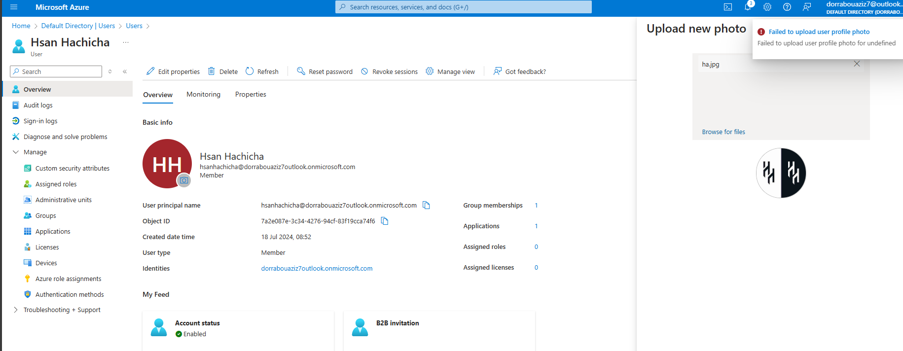 Failed to upload user profile photo for undefined Azure for student ... Failed to upload user profile photo for undefined Azure for student ...