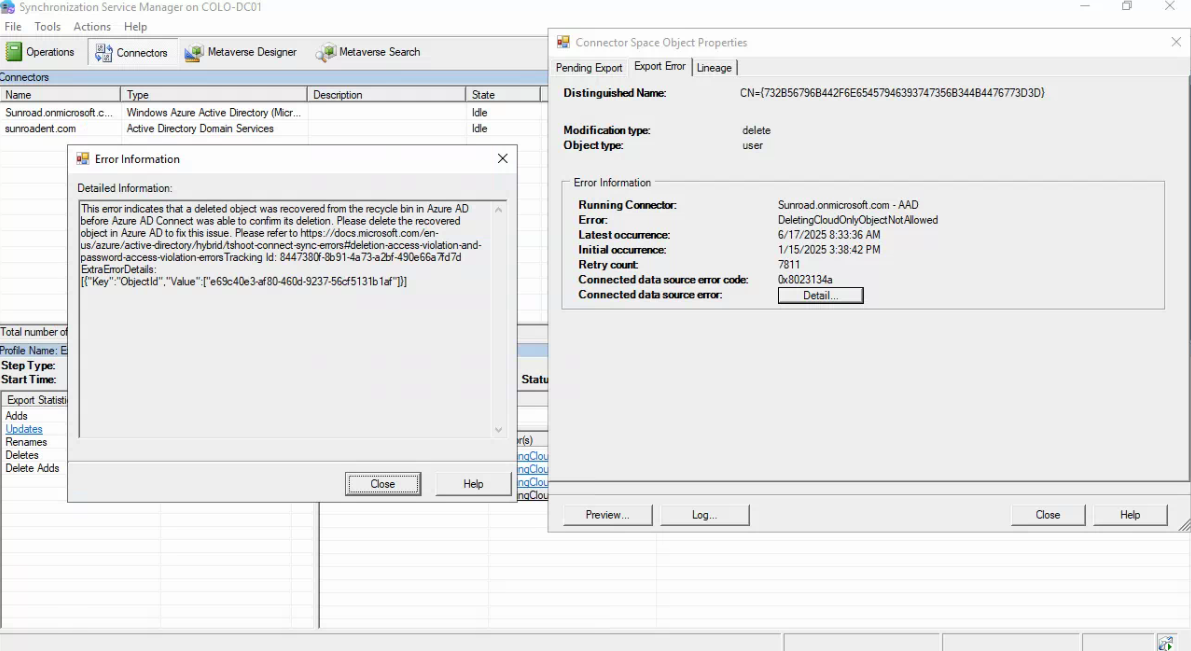 How to fix "DeletingCloudOnlyObjectNotAllowed" sync error if there is no name given - Microsoft Q&A