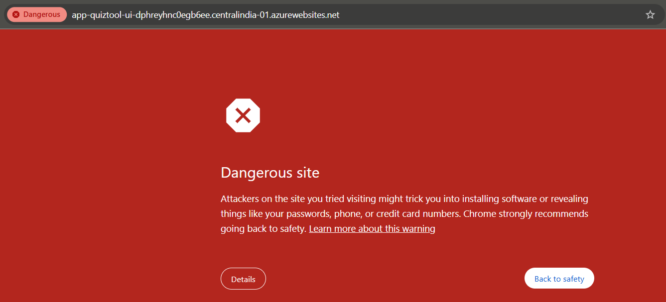 Chrome shows “Dangerous site” warning for my Azure Web App, but it ...