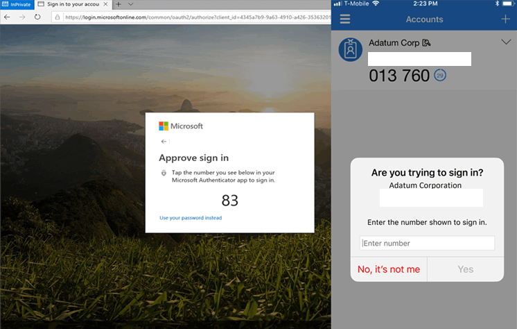 How to enable number matching (pick from 3 numbers) in Microsoft ...
