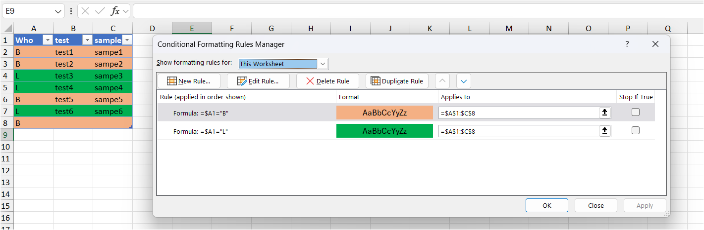I'm having difficulties with Conditional formatting in Excel. Using the ...